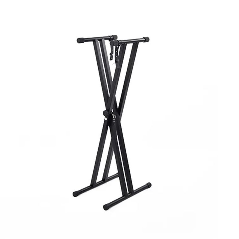 Adjustable Double Braced Keyboard Stand, Black | Treasure Music