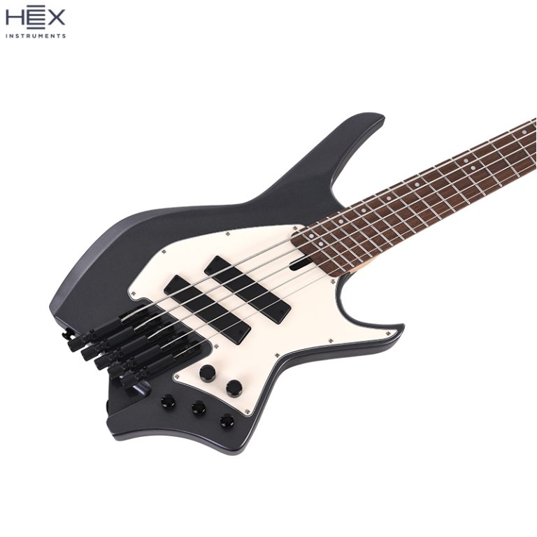 Hex Next NB505 Headless Bass Guitar with Deluxe Bag, GunMetal Gray